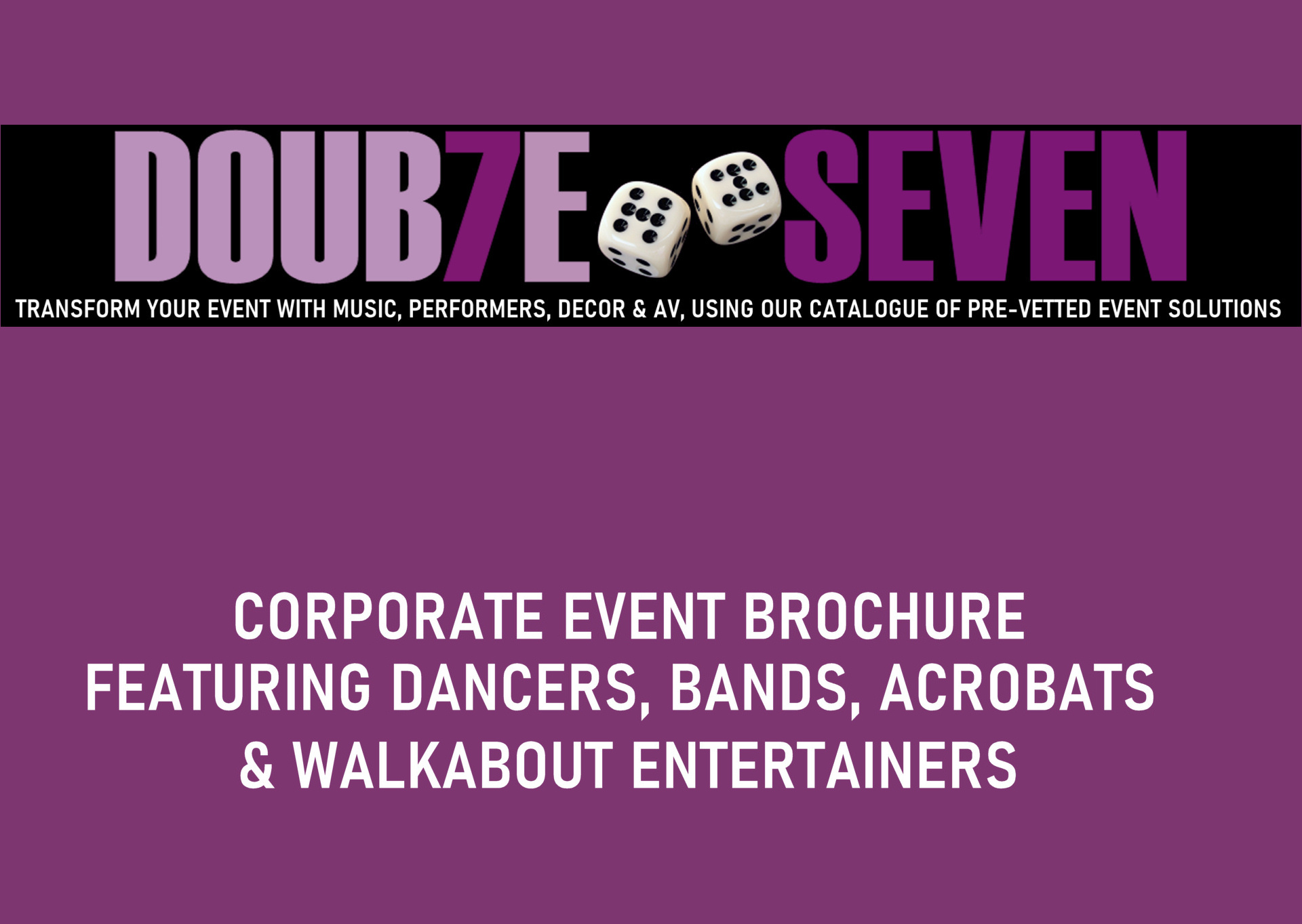 Corporate Event Brochure Featuring Dancers, Bands, Acrobats & Walkabout ...